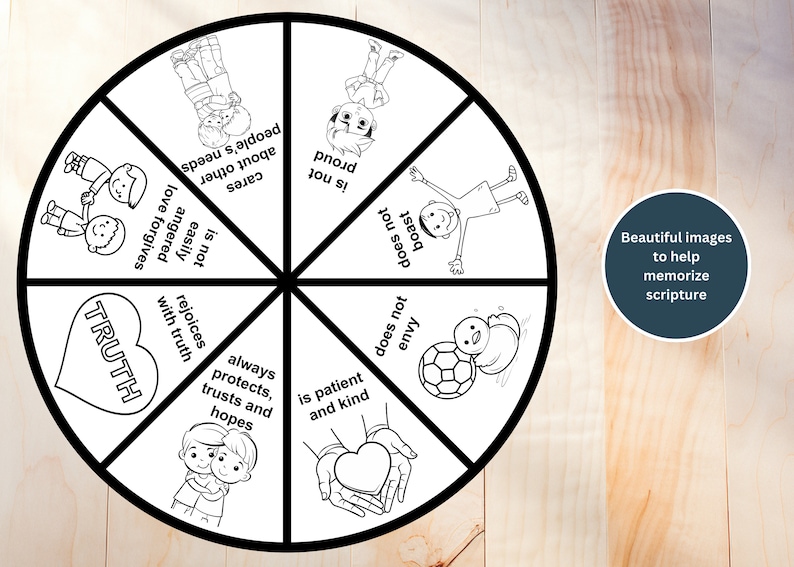 God is Love Bible Coloring Wheel, Bible Lesson Kids, 1 Corinthians 13 ...