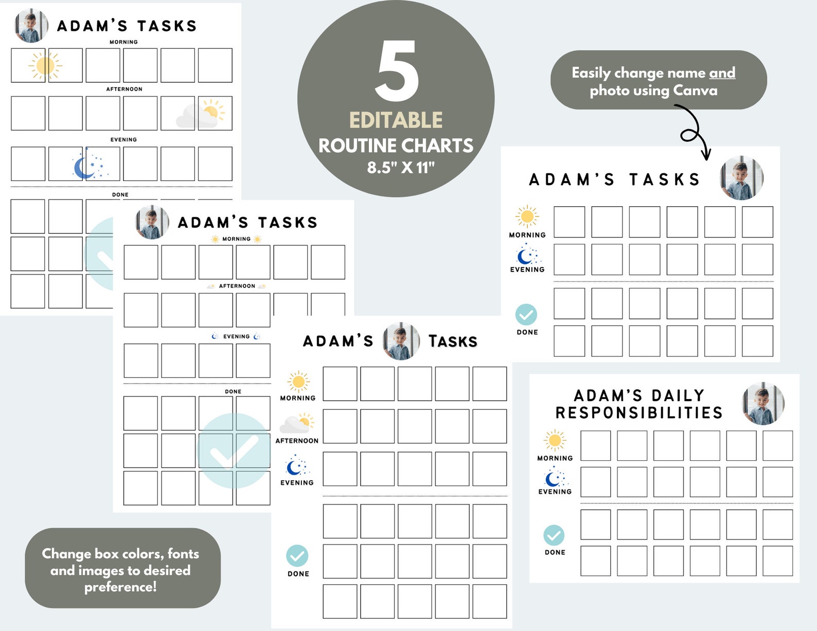 Editable Daily Tasks Routine Chart (150 Pack), Daily Visual Routine ...
