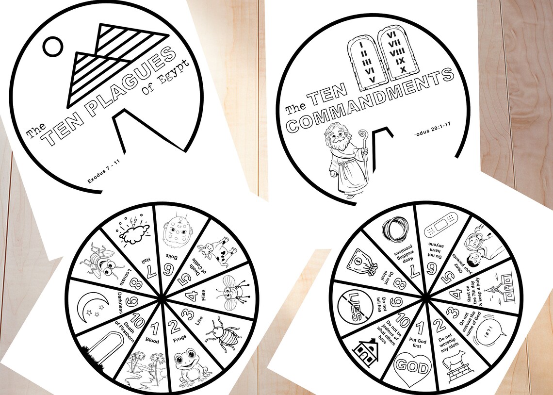 10 Pack Coloring Wheel Bundle for Kids, Printable Bible Activity, Kids ...