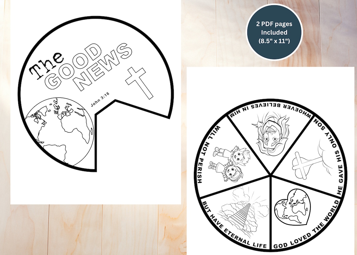 The Good News Bible Coloring Wheel John 3:16, Sunday School Lesson ...