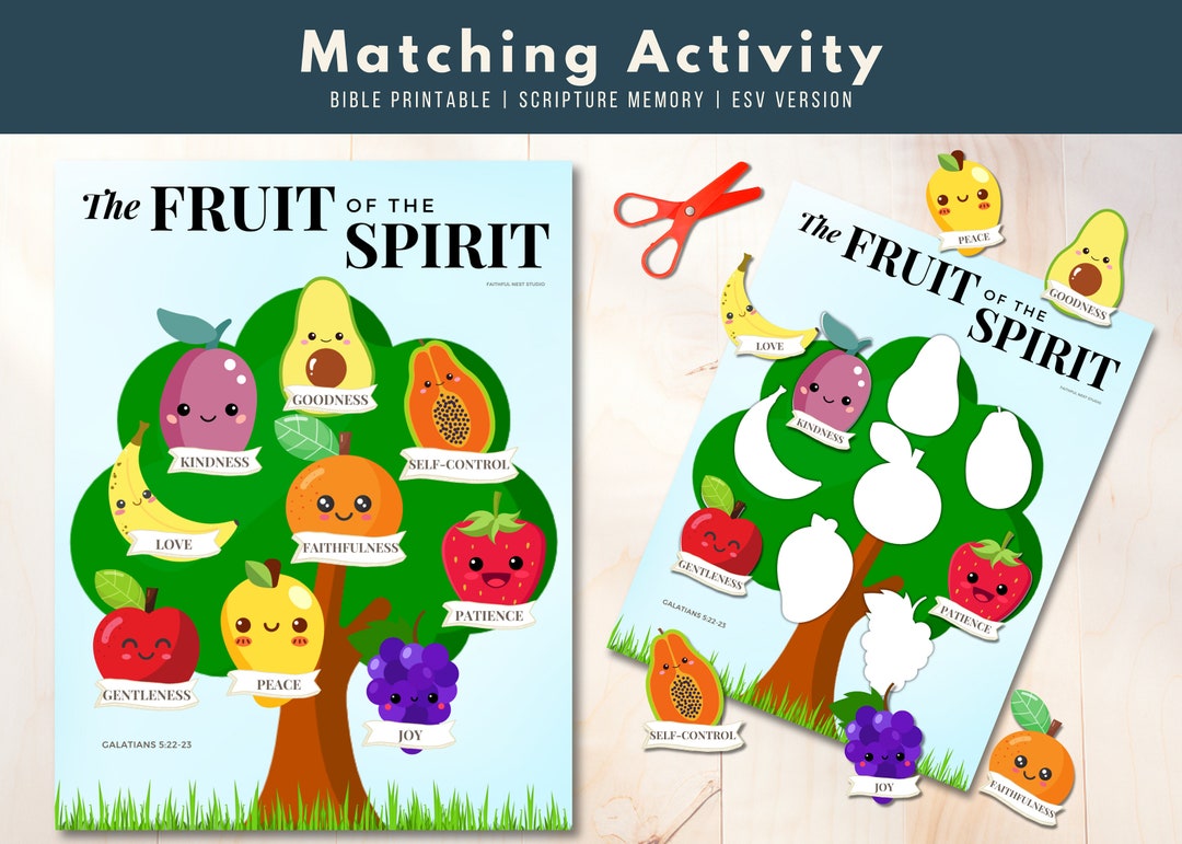 Fruit of the Spirit Matching Game, Preschool Activity, Sunday School ...