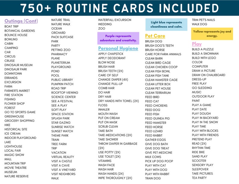 Editable Kids Daily Visual Routine Cards and Chore Chart, Daily Visual ...