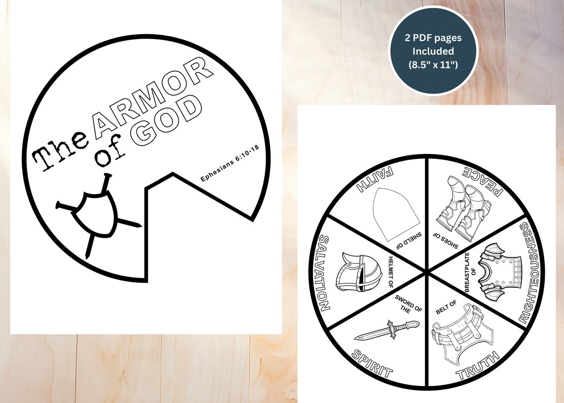 The Armor of God Bible Coloring Wheel, Scripture Activity, Bible Memory ...