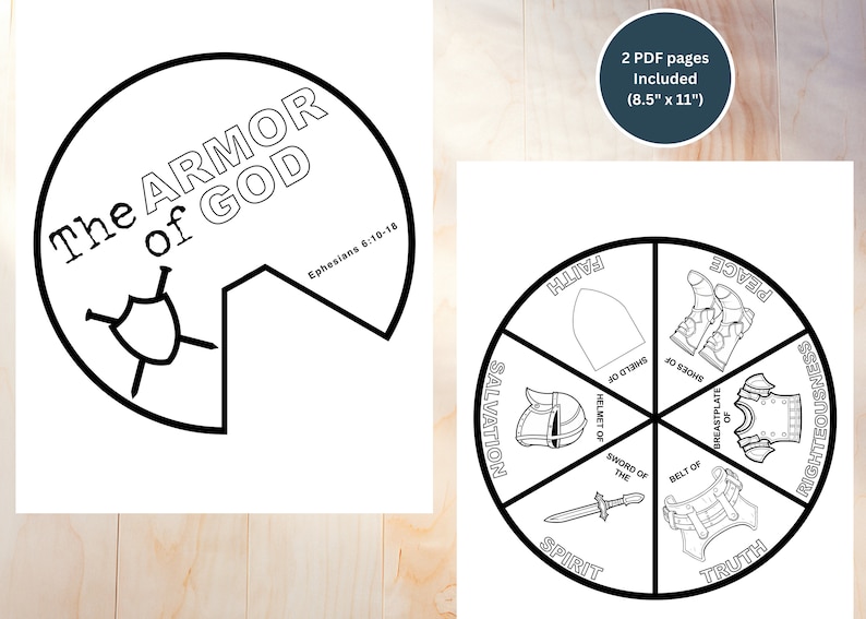 The Armor of God Bible Coloring Wheel, Scripture Activity, Bible Memory ...