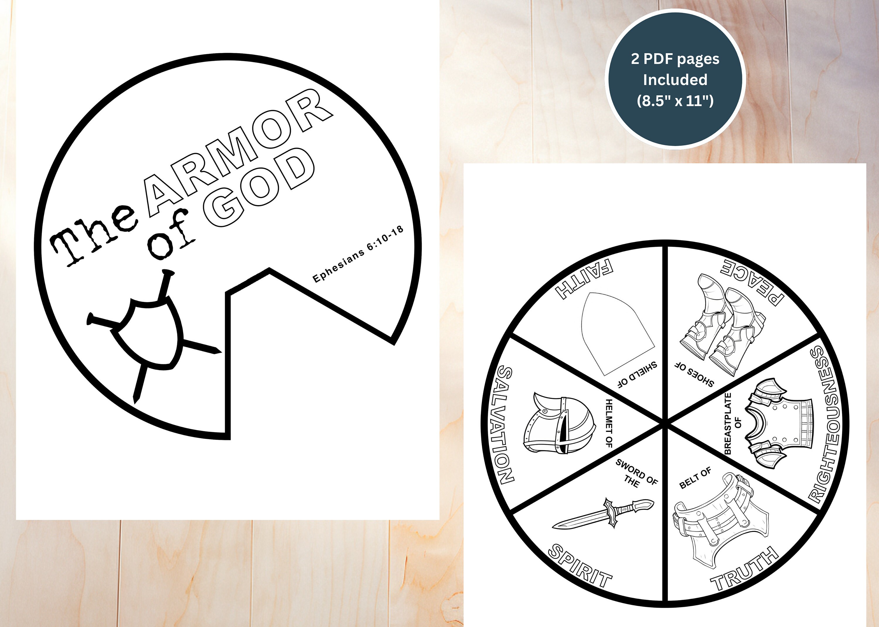 The Armor of God Bible Coloring Wheel, Scripture Activity, Bible Memory ...
