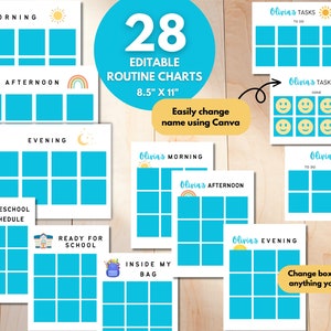 Editable Kids Daily Visual Routine Cards and Chore Chart, Daily Visual ...