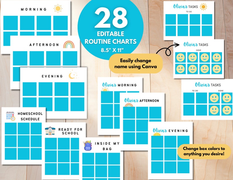 Editable Kids Daily Visual Routine Cards and Chore Chart, Daily Visual ...