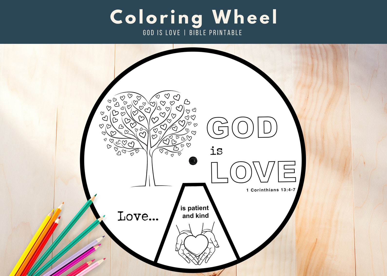 God is Love Bible Coloring Wheel, Bible Lesson Kids, 1 Corinthians 13 ...