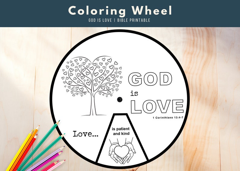 God is Love Bible Coloring Wheel, Bible Lesson Kids, 1 Corinthians 13 ...
