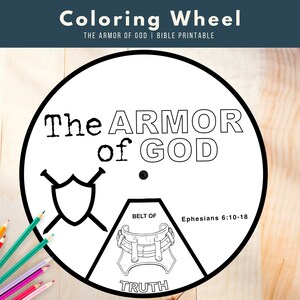 The Armor of God Bible Coloring Wheel, Scripture Activity, Bible Memory ...