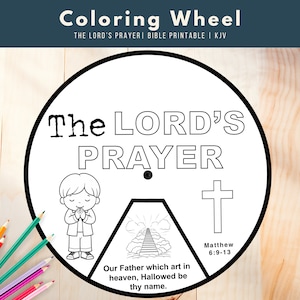 The Lord's Prayer Bible Coloring Wheel, Bible Story Activity, Printable ...