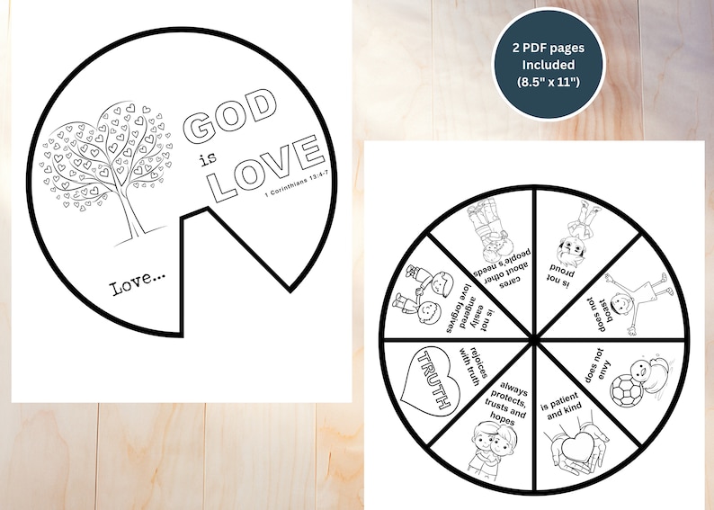 God is Love Bible Coloring Wheel, Bible Lesson Kids, 1 Corinthians 13 ...