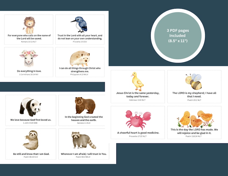 Kids Bible Memory Verses 12 Pack, Printable Scripture Cards, Watercolor ...