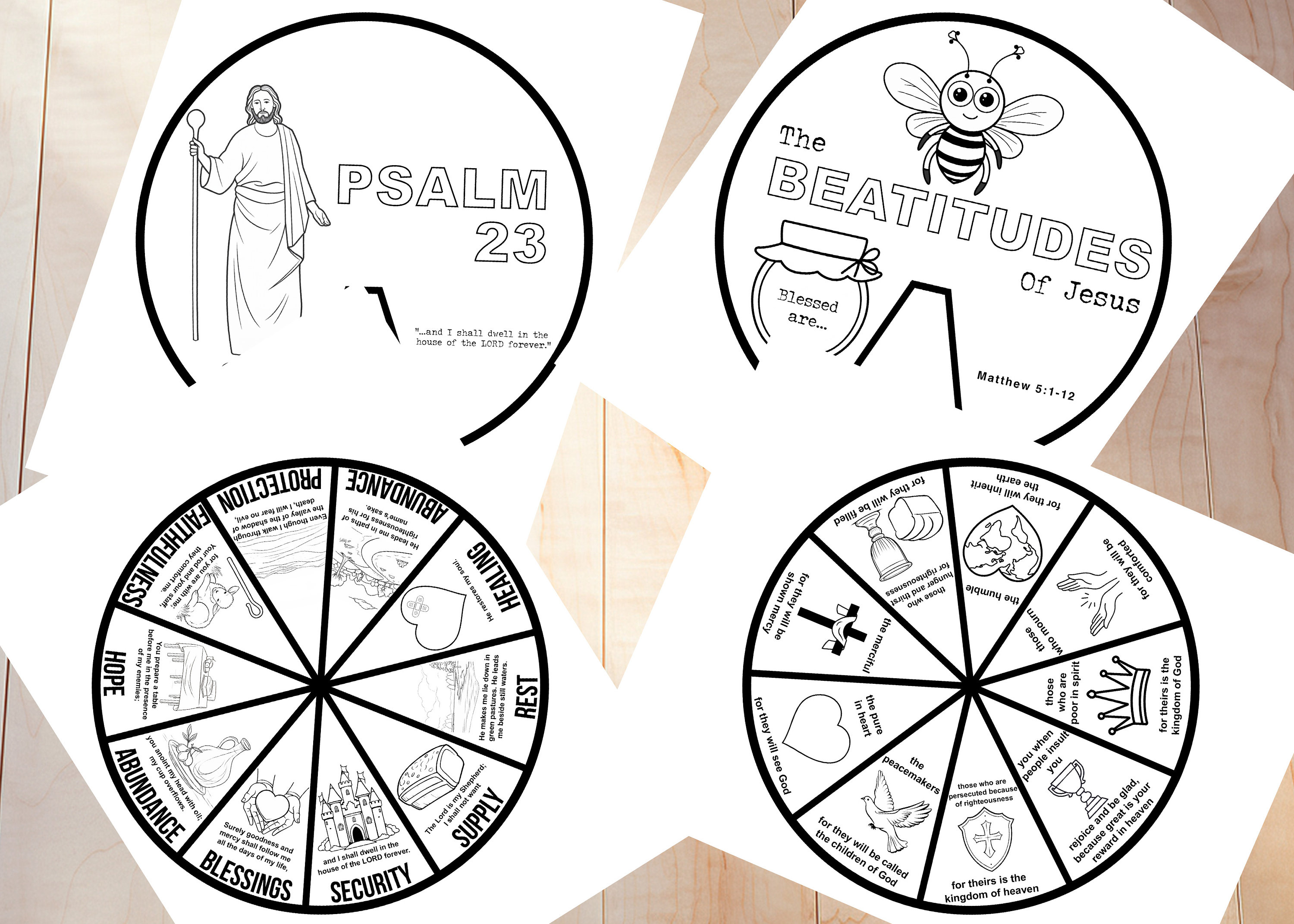 10 Pack Coloring Wheel Bundle for Kids, Printable Bible Activity, Kids ...