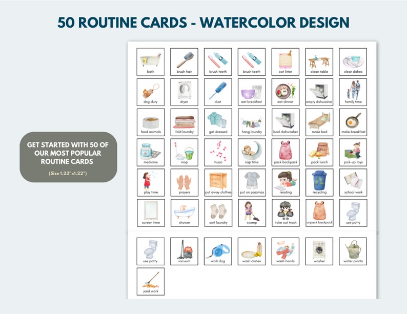 Daily Responsibilities Routine Chart (50 Pack), Daily Visual Routine ...