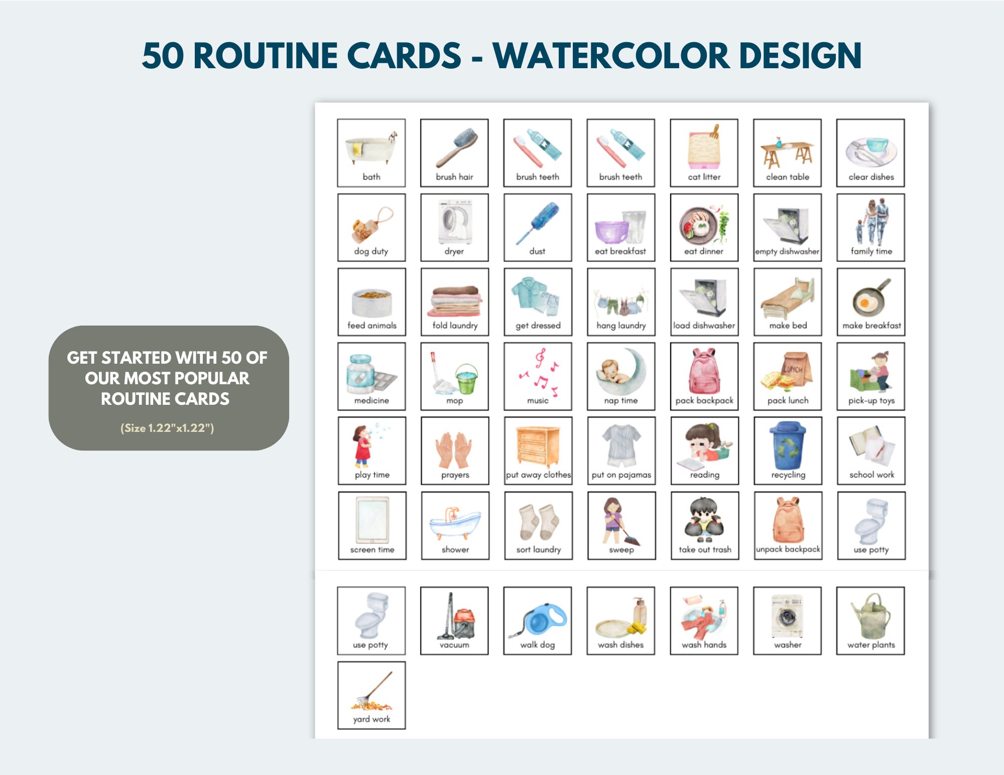 Daily Responsibilities Routine Chart 50 Pack, Daily Visual Routine ...
