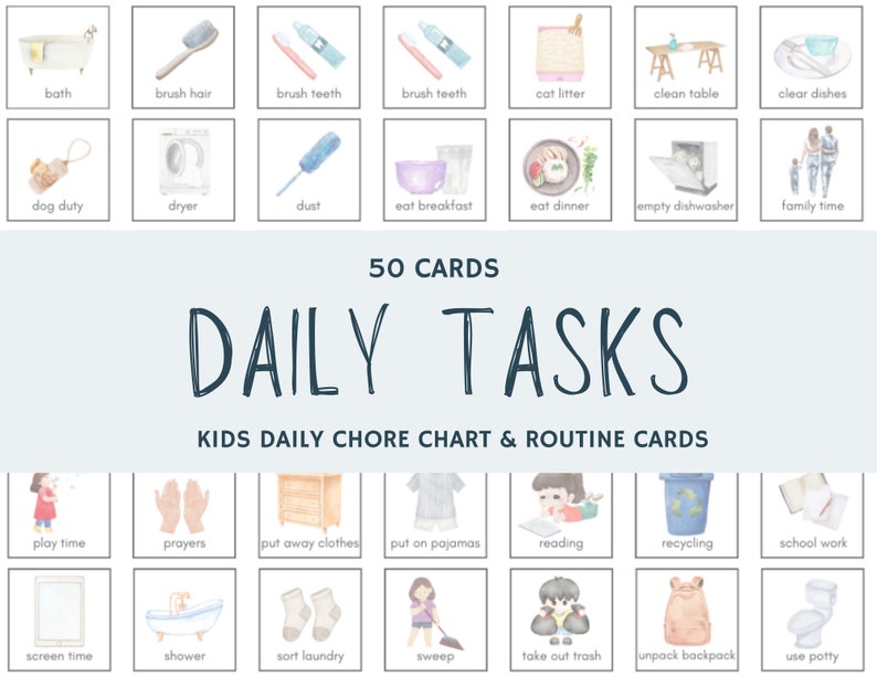 Daily Responsibilities Routine Chart (50 Pack), Daily Visual Routine ...