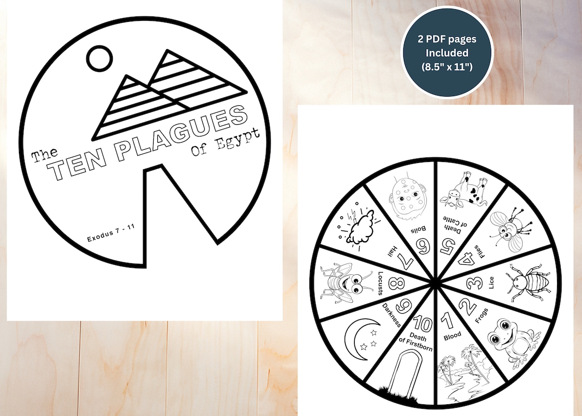 The Ten Plagues of Egypt Bible Coloring Wheel, Bible Verse Memory Game ...