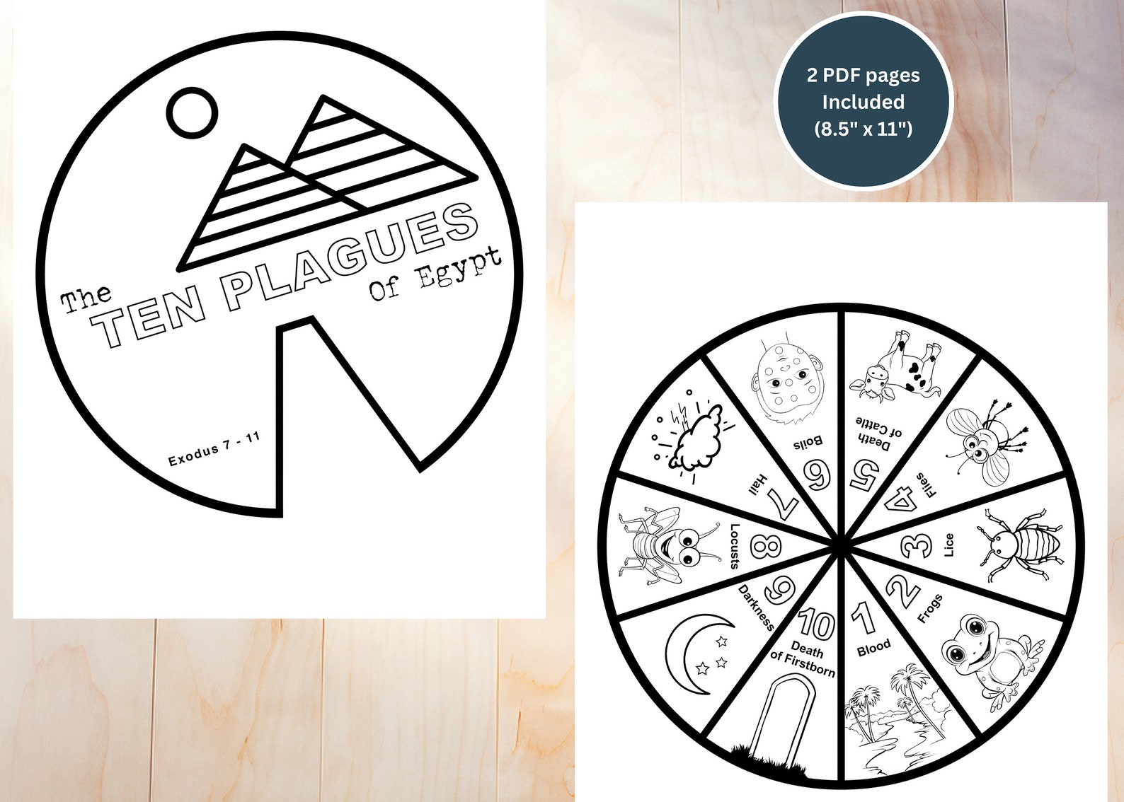 The Ten Plagues of Egypt Bible Coloring Wheel, Bible Verse Memory Game ...