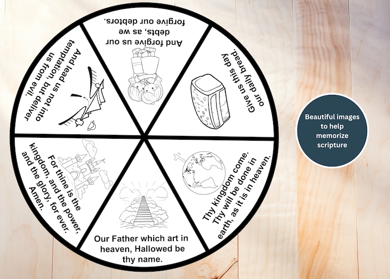 The Lord's Prayer Bible Coloring Wheel, Bible Story Activity, Printable ...