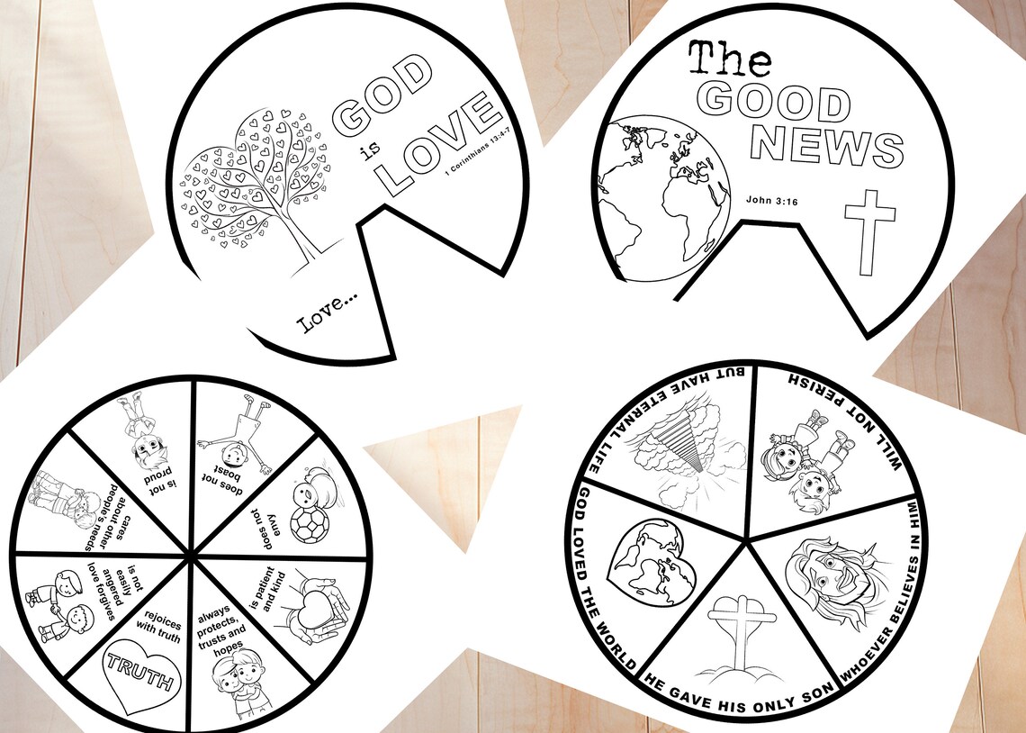10 Pack Coloring Wheel Bundle for Kids, Printable Bible Activity, Kids ...