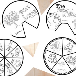 10 Pack Coloring Wheel Bundle for Kids, Printable Bible Activity, Kids ...