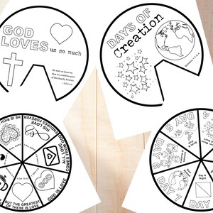 10 Pack Coloring Wheel Bundle for Kids, Printable Bible Activity, Kids ...