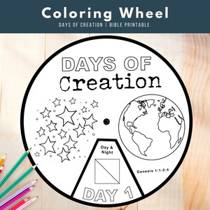 Days of Creation Bible Coloring Wheel, Bible Story Activity, Printable ...