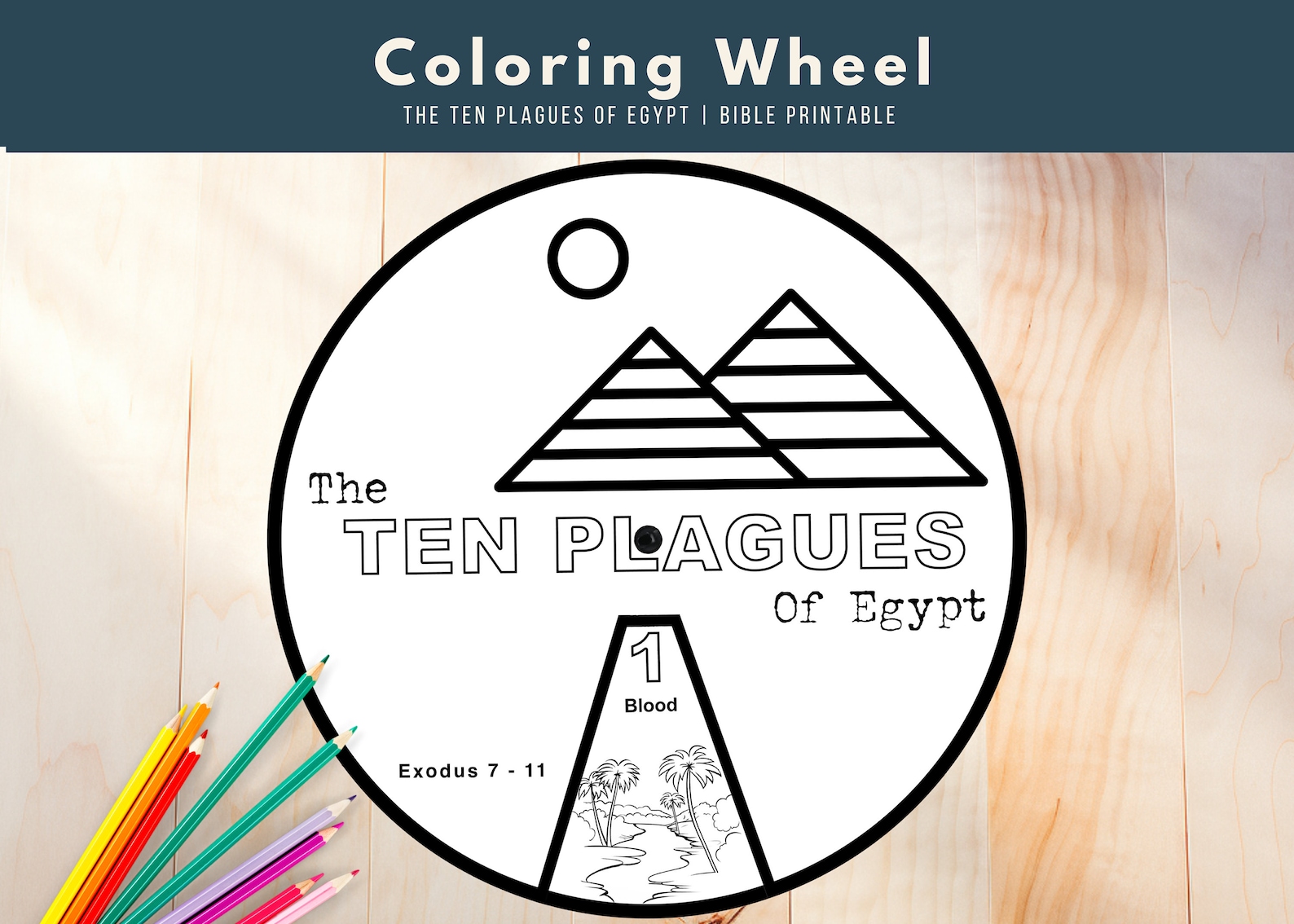 The Ten Plagues of Egypt Bible Coloring Wheel, Bible Verse Memory Game ...