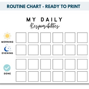 Daily Responsibilities Routine Chart (50 Pack), Daily Visual Routine ...