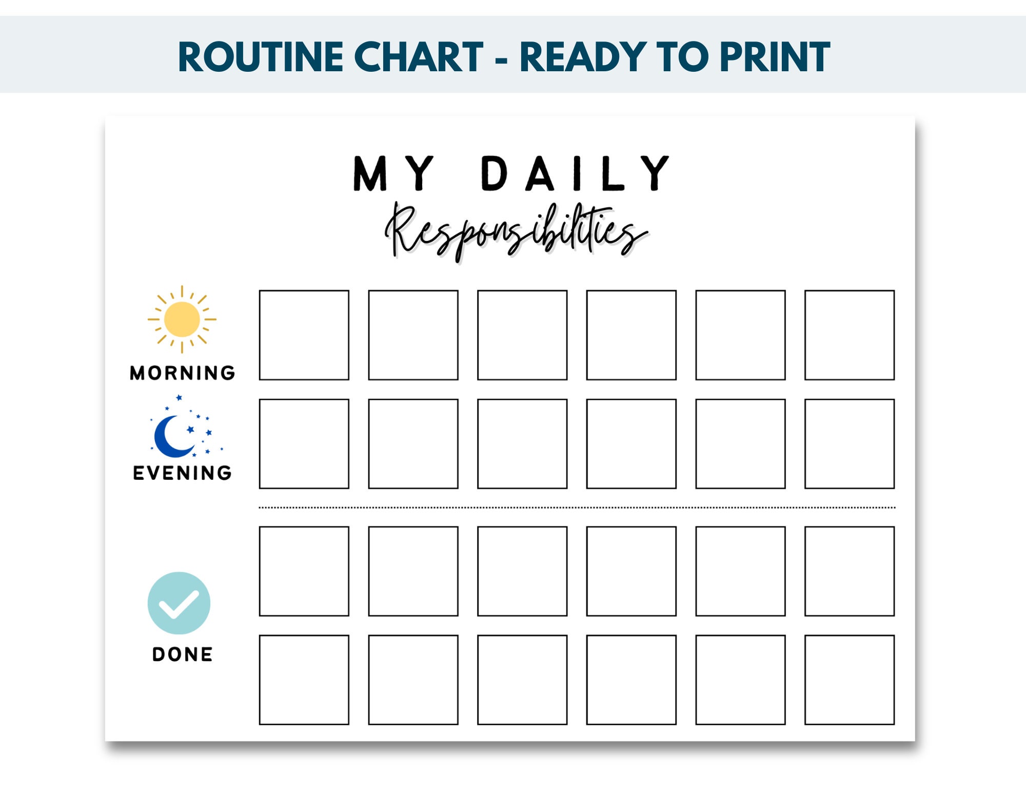 Daily Responsibilities Routine Chart 50 Pack, Daily Visual Routine ...