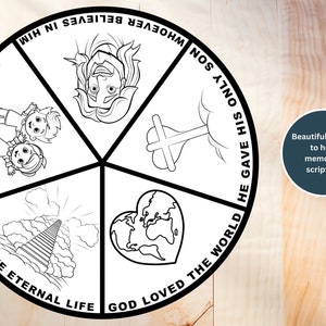 The Good News Bible Coloring Wheel John 3:16, Sunday School Lesson ...