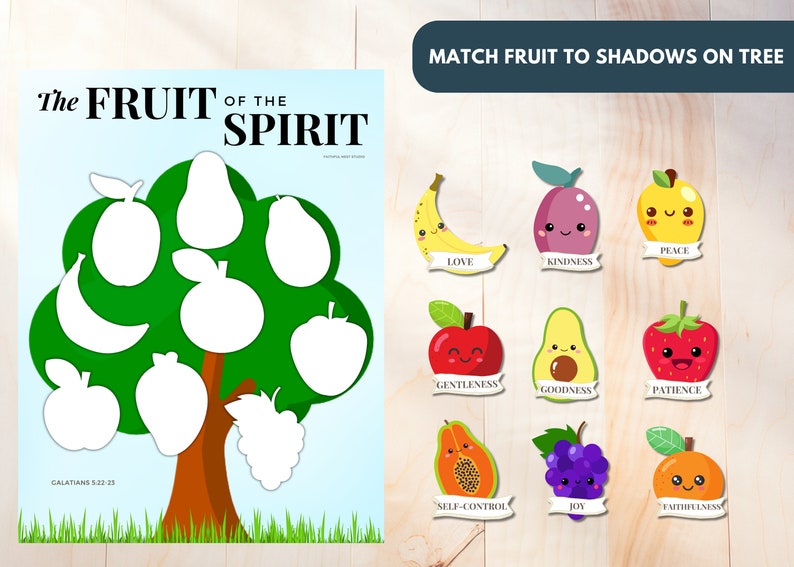 Fruit of the Spirit Matching Game, Preschool Activity, Sunday School ...