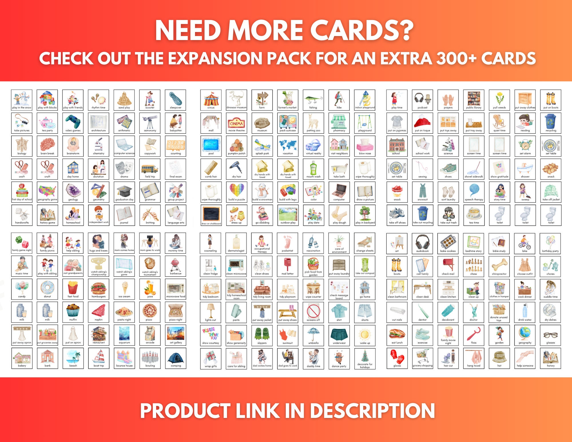 Daily Responsibilities Routine Chart 50 Pack, Daily Visual Routine ...