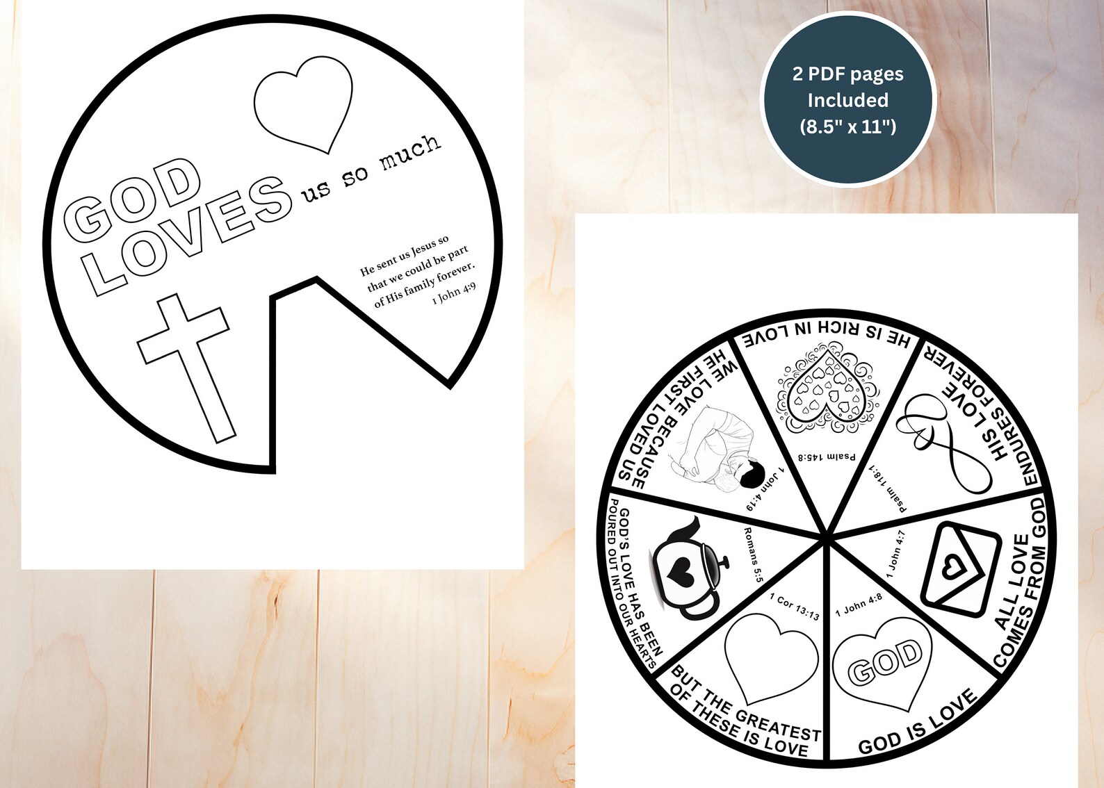 God Loves Us so Much Bible Coloring Wheel, Kids Bible Memory Game ...