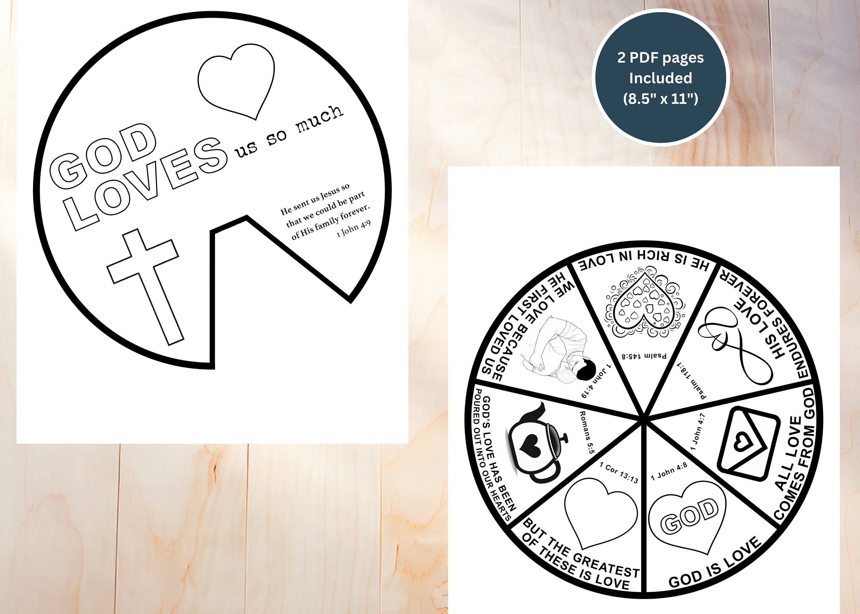 God Loves Us so Much Bible Coloring Wheel, Kids Bible Memory Game ...