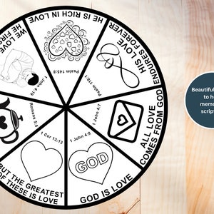God Loves Us so Much Bible Coloring Wheel, Kids Bible Memory Game ...