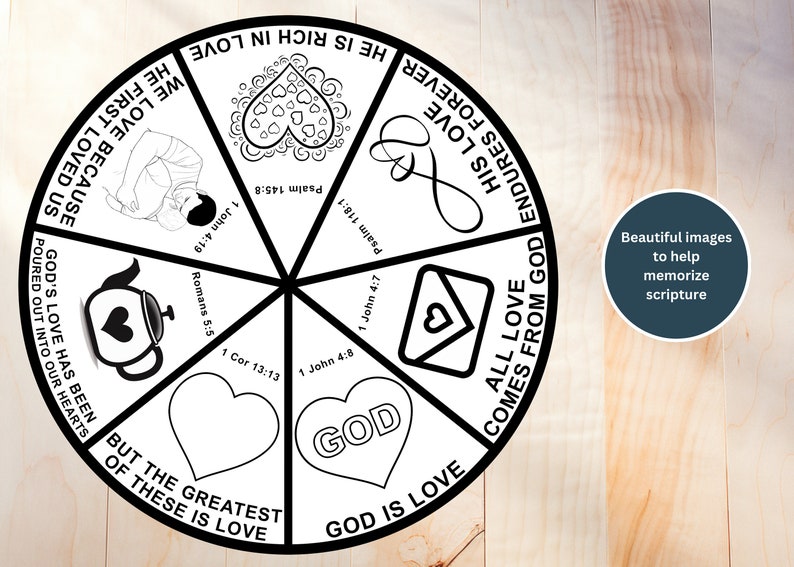 God Loves Us so Much Bible Coloring Wheel, Kids Bible Memory Game ...