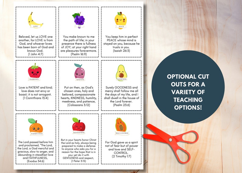 Fruit of the Spirit Matching Game, Preschool Activity, Sunday School ...