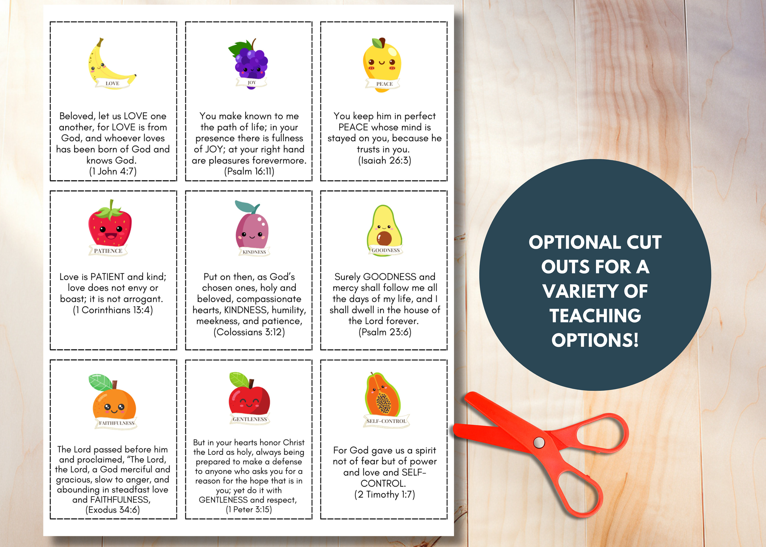 Fruit of the Spirit Matching Game, Preschool Activity, Sunday School ...