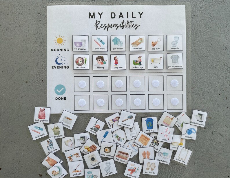 Daily Responsibilities Routine Chart 50 Pack, Daily Visual Routine ...