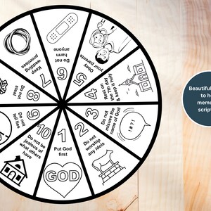 The Ten Commandments Bible Coloring Wheel, Church Lesson Printable ...