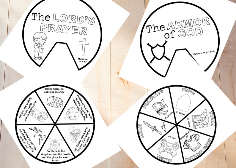 10 Pack Coloring Wheel Bundle for Kids, Printable Bible Activity, Kids ...
