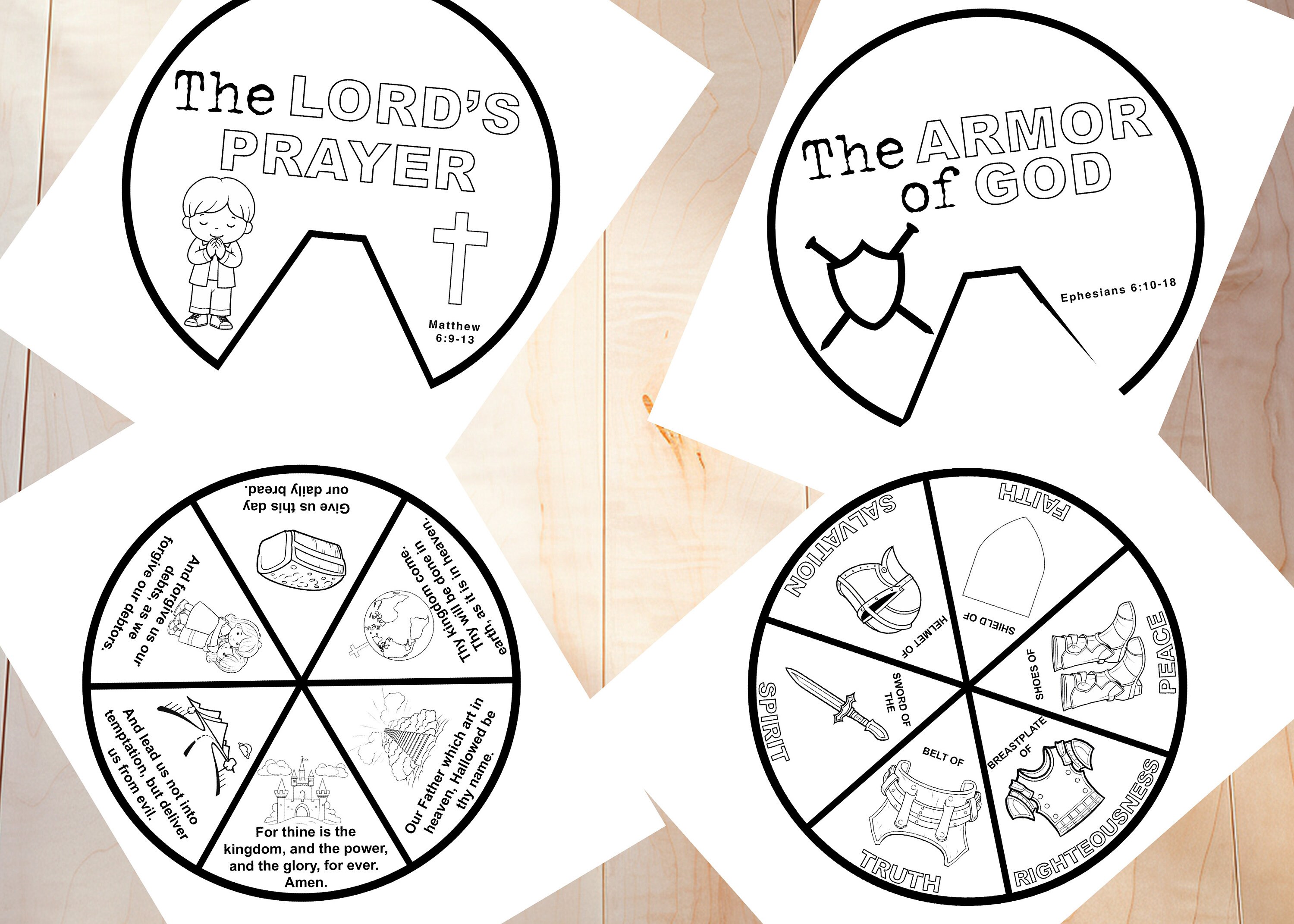 10 Pack Coloring Wheel Bundle for Kids, Printable Bible Activity, Kids ...