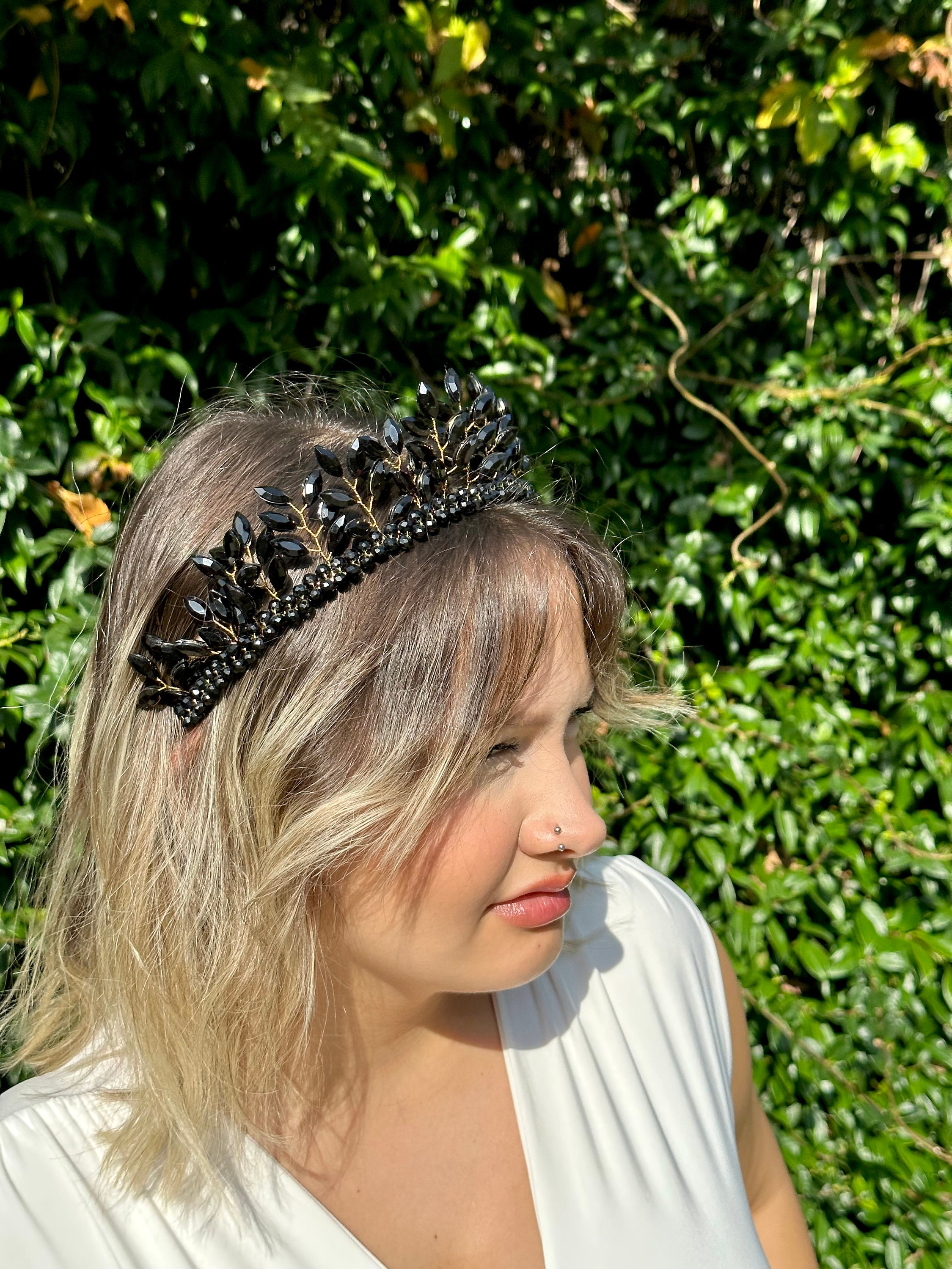 Black Tiara / Birthday Tiara / Black Headband / Gothic Tiara - Etsy