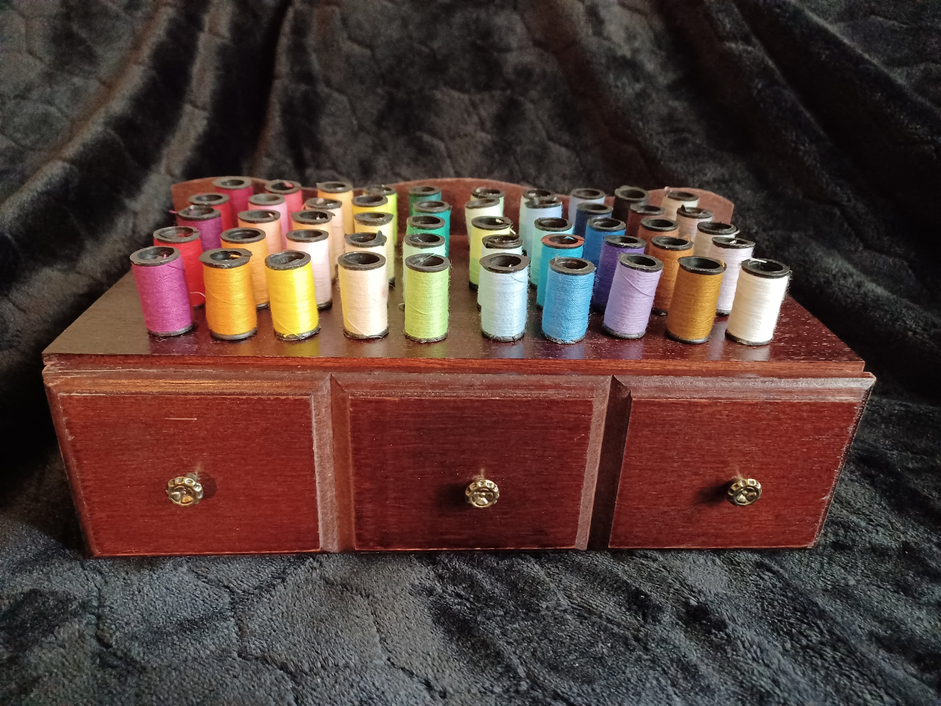 Wooden Thread Box With Drawer and Display Pegs - Etsy
