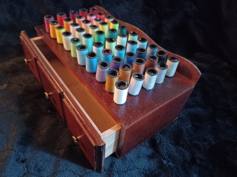Wooden Thread Box With Drawer and Display Pegs - Etsy