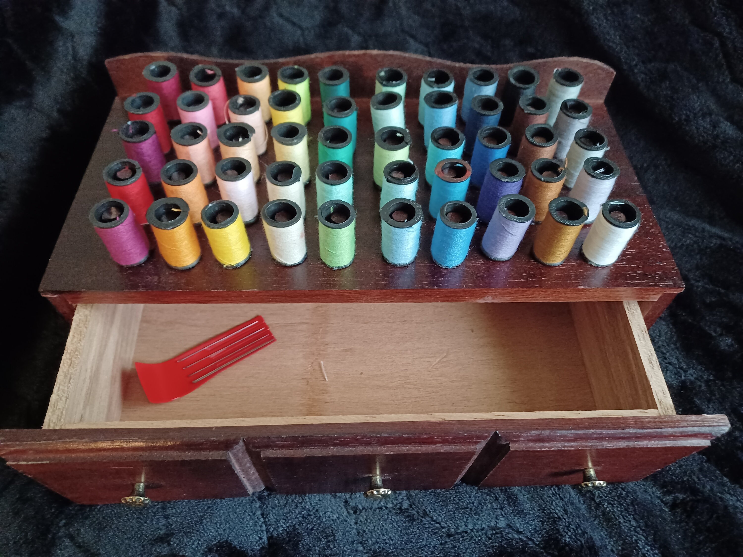 Wooden Thread Box With Drawer and Display Pegs - Etsy