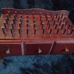 Wooden Thread Box With Drawer and Display Pegs - Etsy