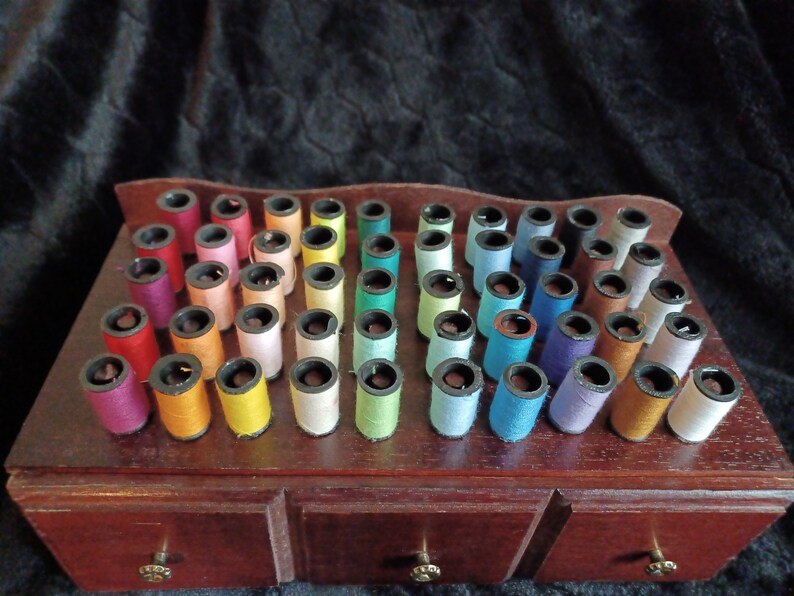 Wooden Thread Box With Drawer and Display Pegs - Etsy
